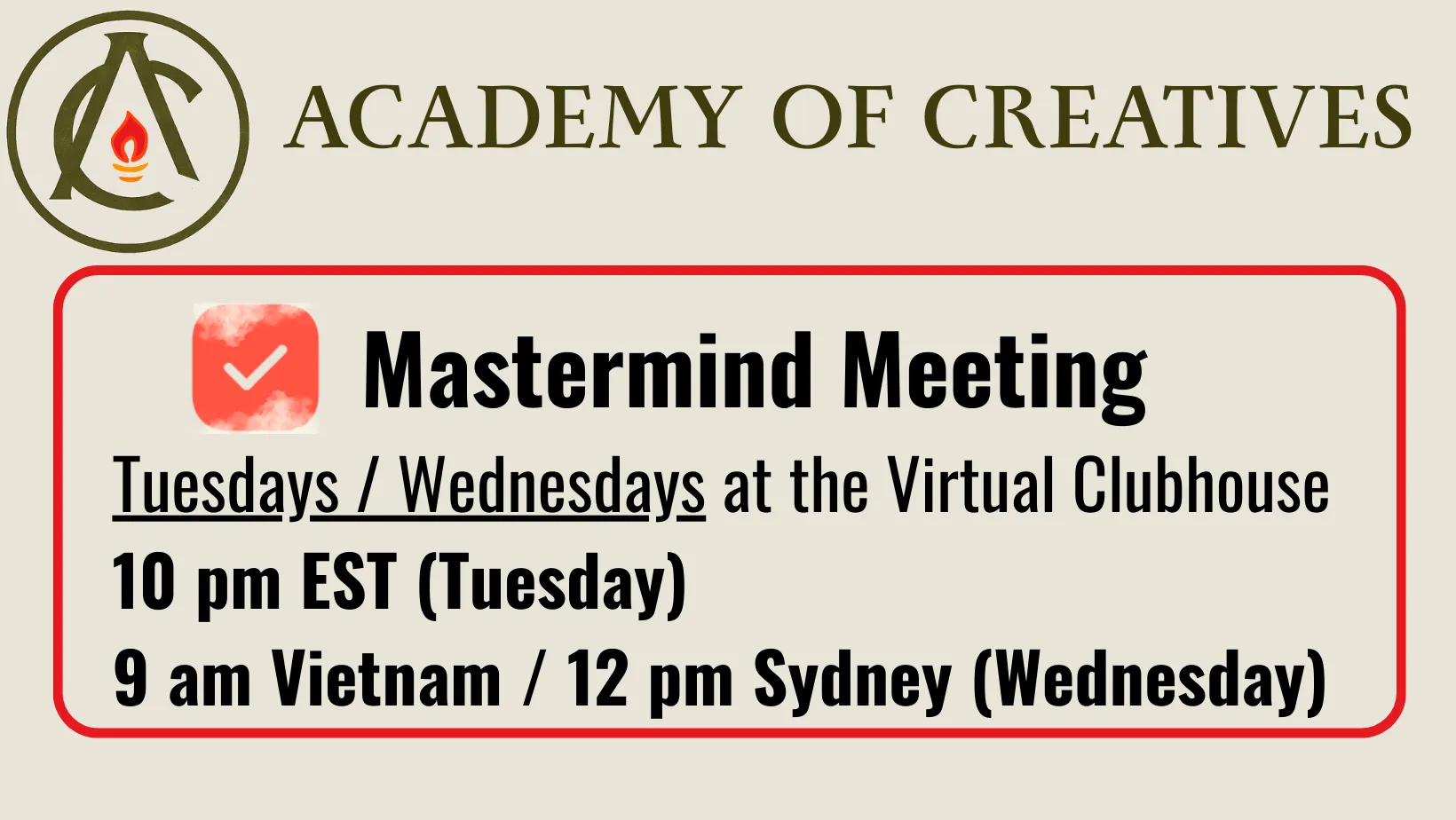 Wednesday Mastermind Meeting