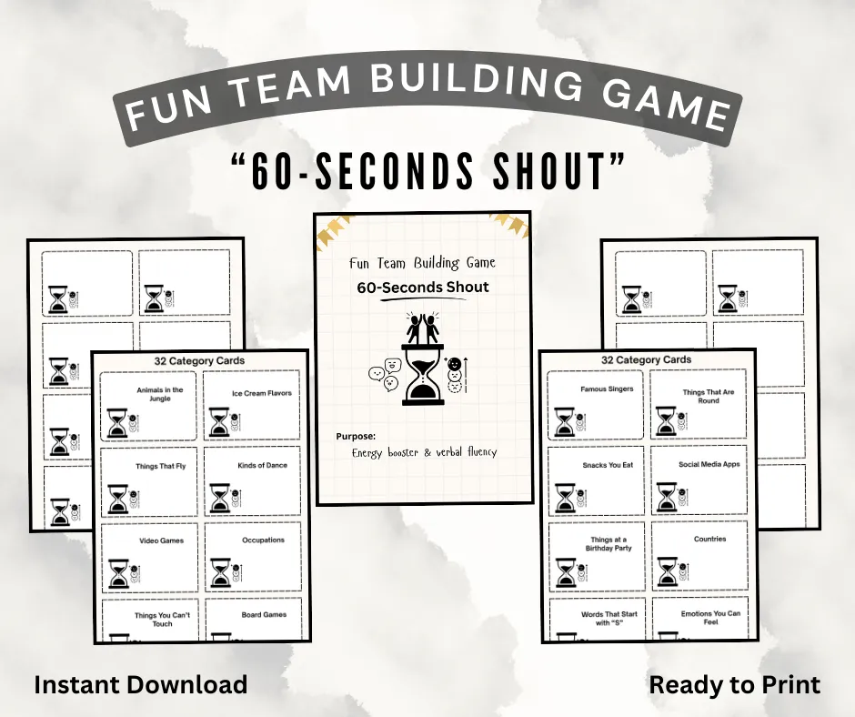 Printable Party Card Game - 60-Seconds Shout