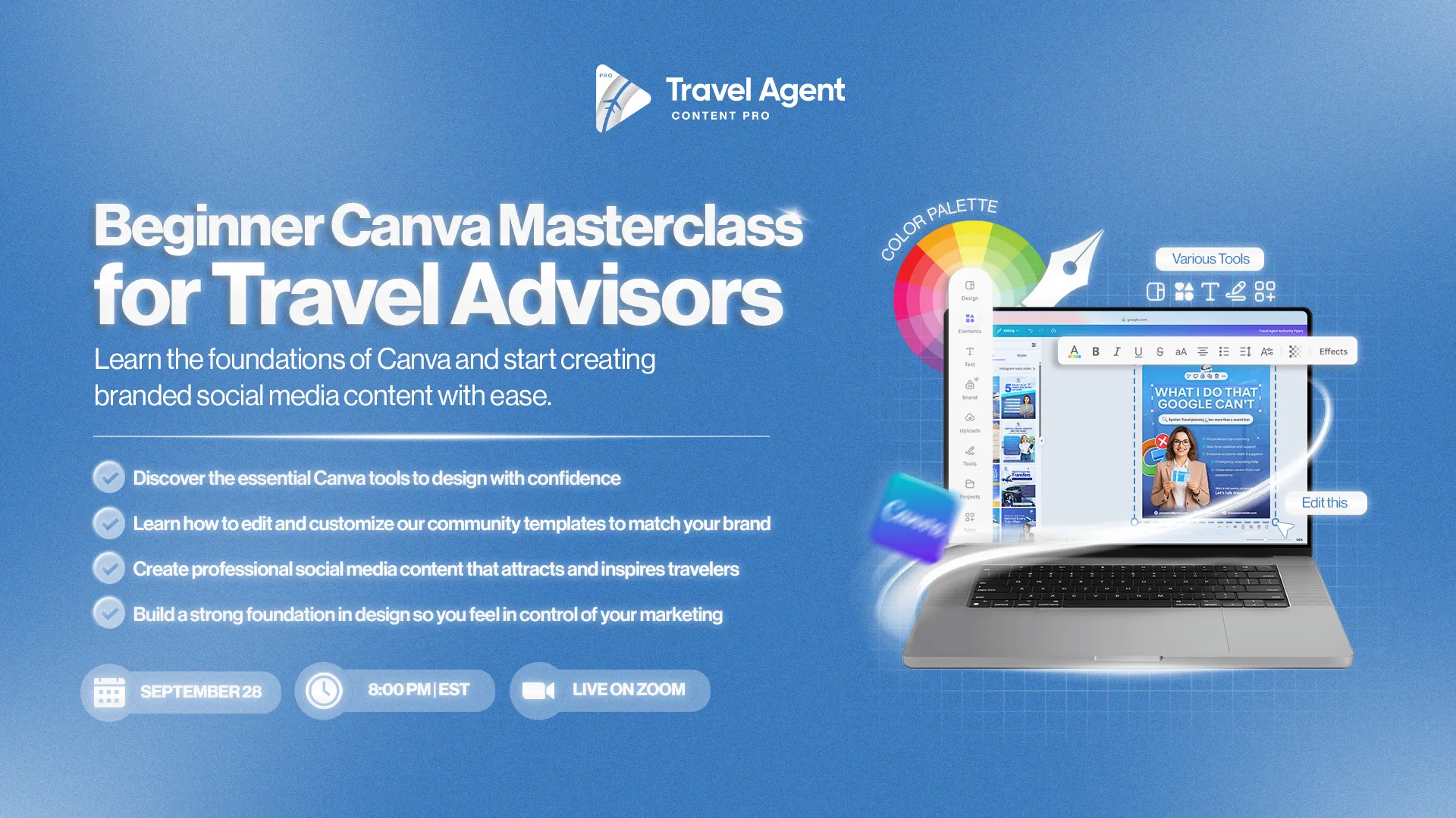 Beginner Canva Masterclass for Travel Advisors