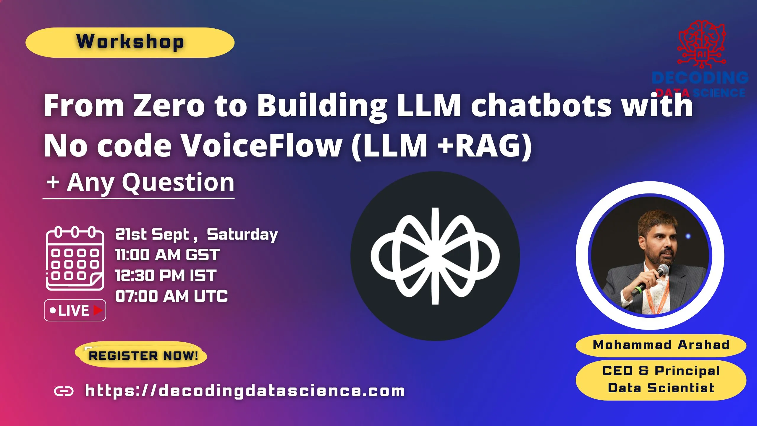 From Zero to Building LLM chatbots with No code VoiceFlow (LLM +RAG)